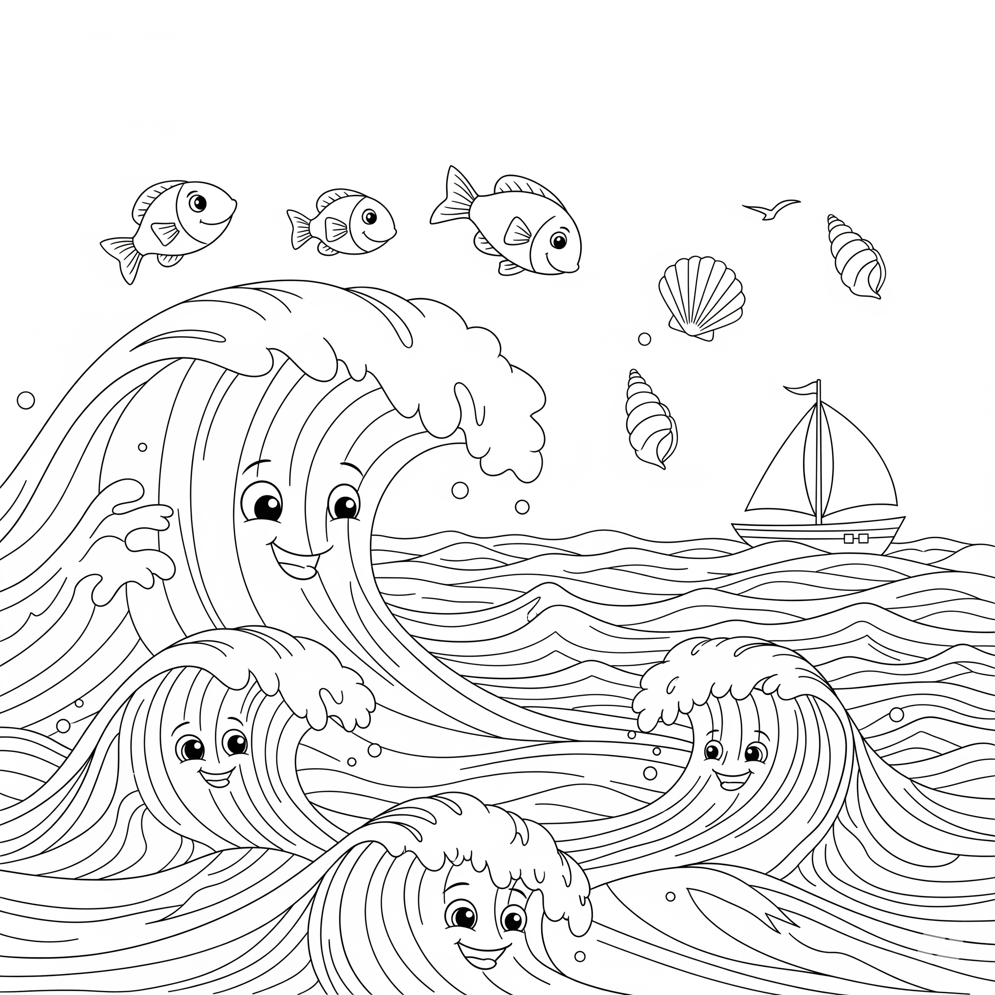 Ocean Waves - Free Printable Coloring Page for Kids