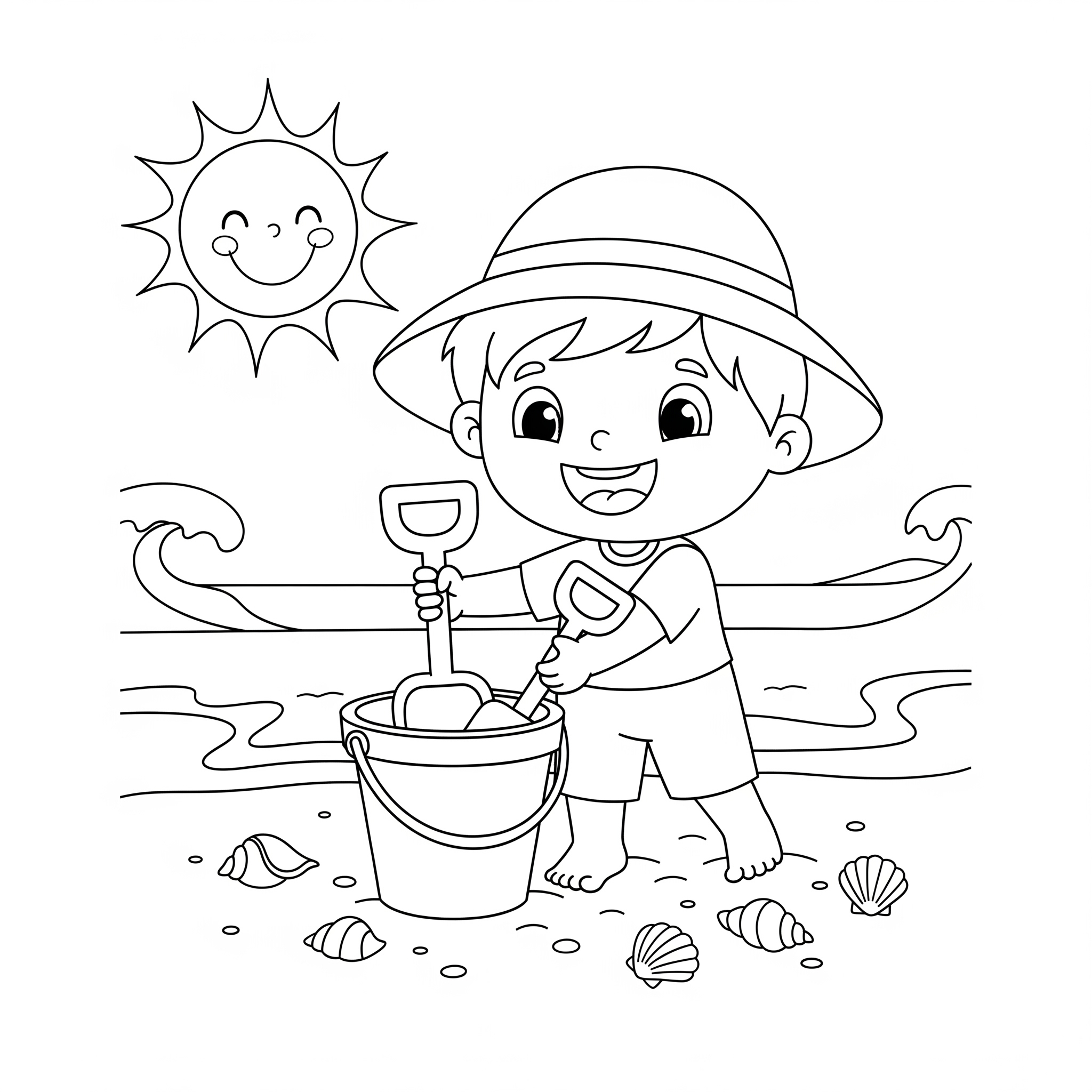 Summer Beach Day - Free Printable Coloring Page for Kids